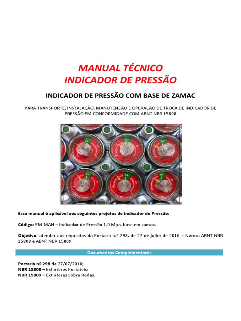 Manual Tecnico Manometro | PDF | Embalagem e rotulagem | Pressão