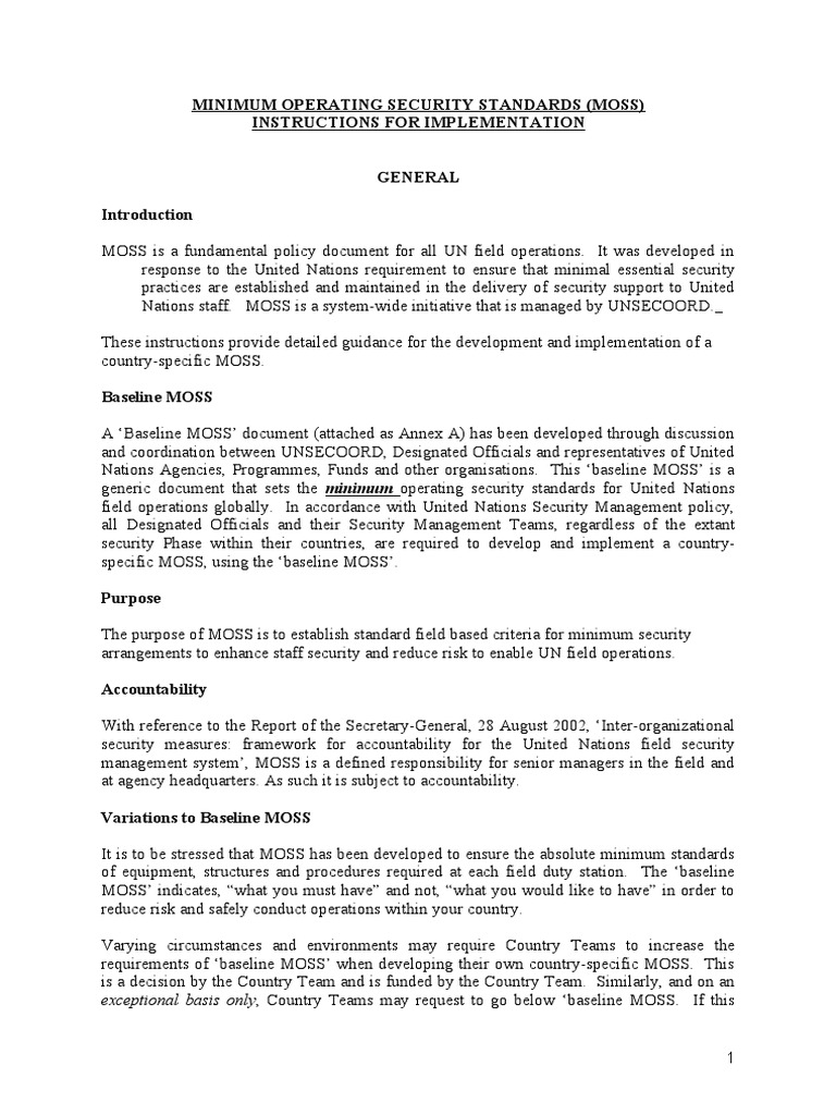 UN MOSS Instructions For Implementation | PDF | Vehicles | Security