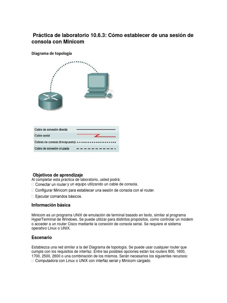 10.6.3 Cómo Establecer Una Sesión de Consola Con Minicom | PDF | Interfaz de línea de comando ...