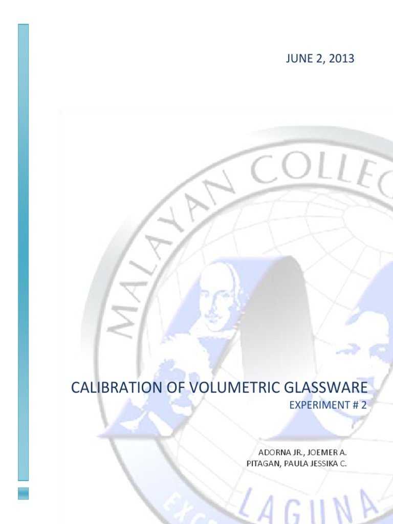 Experiment 2 - Calibration of Volumetric Glassware | PDF | Density | Calibration