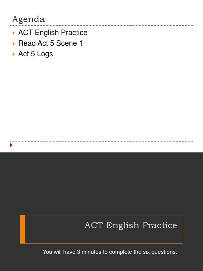ACT English Practice and Scene 1 Agenda | PDF