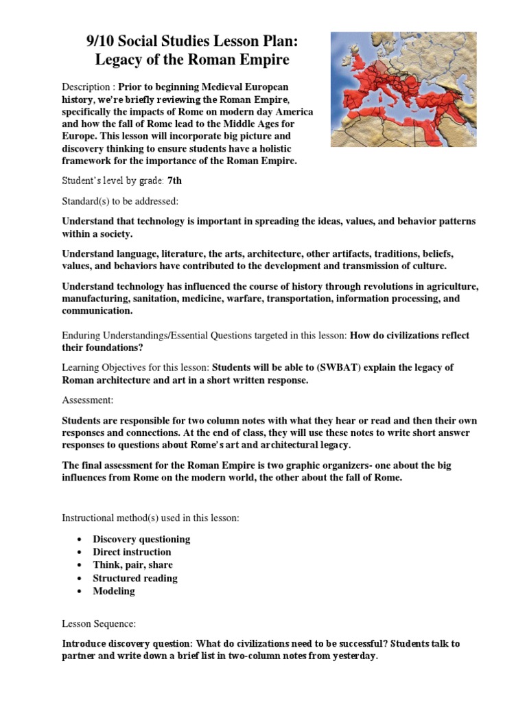 Social Studies Roman Empire Lesson | PDF | Roman Empire | Civilization