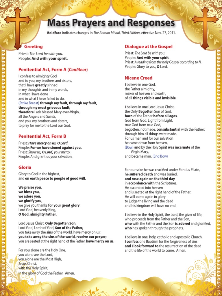 Roman Missal Prayers and Responses | PDF | God The Father | Eucharist