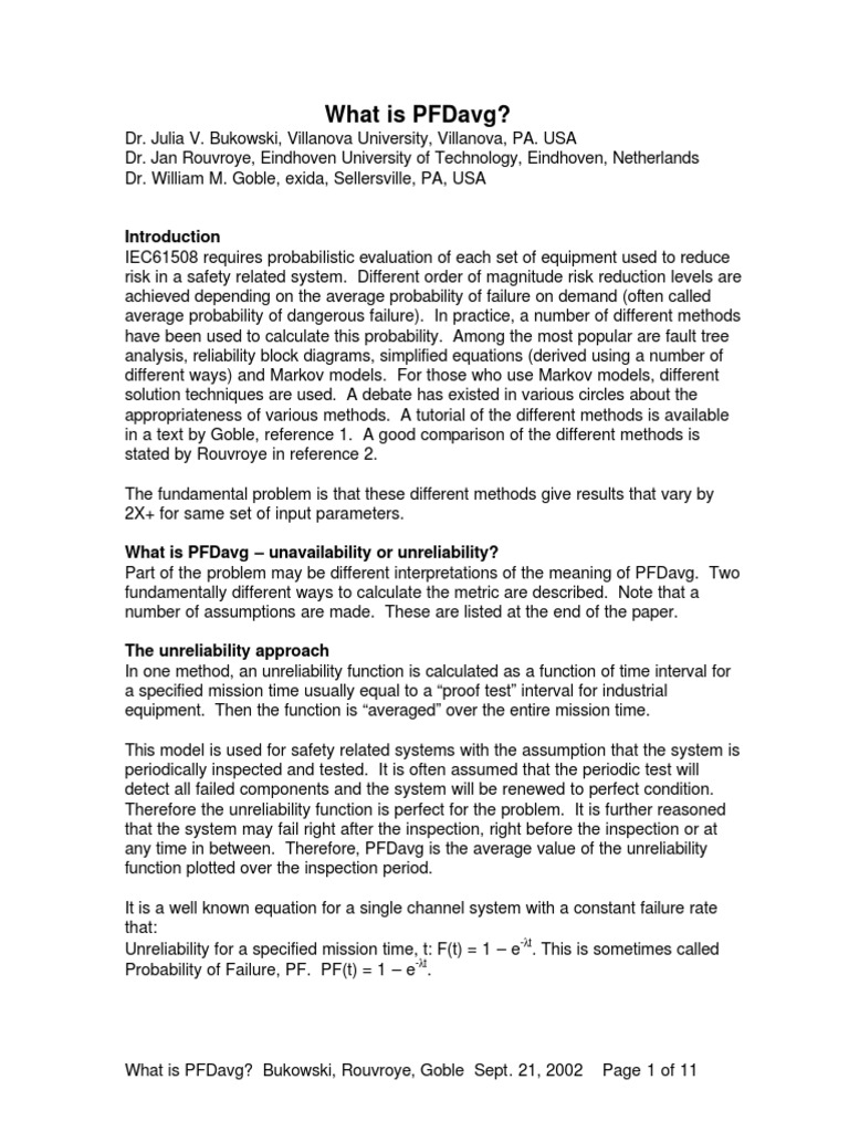 What Is PFDavg | PDF | Markov Chain | Reliability Engineering