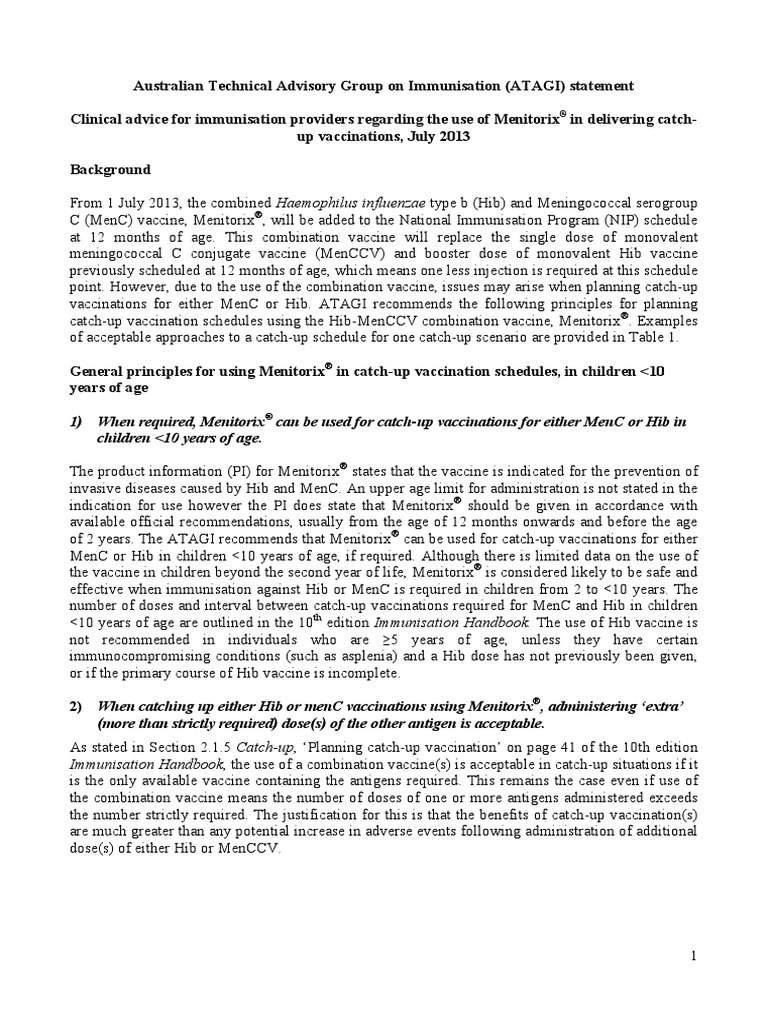 Menitorix Clinical Advice | Vaccines | Public Health