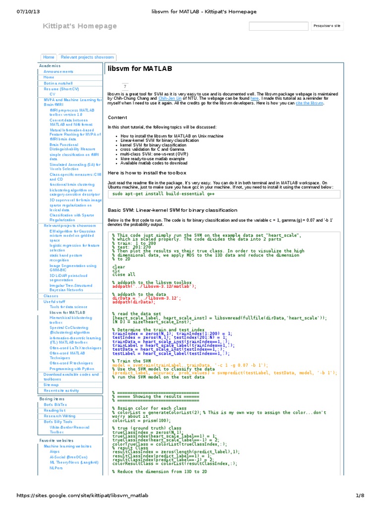 Libsvm For MATLAB | PDF | Support Vector Machine | Cross Validation (Statistics)