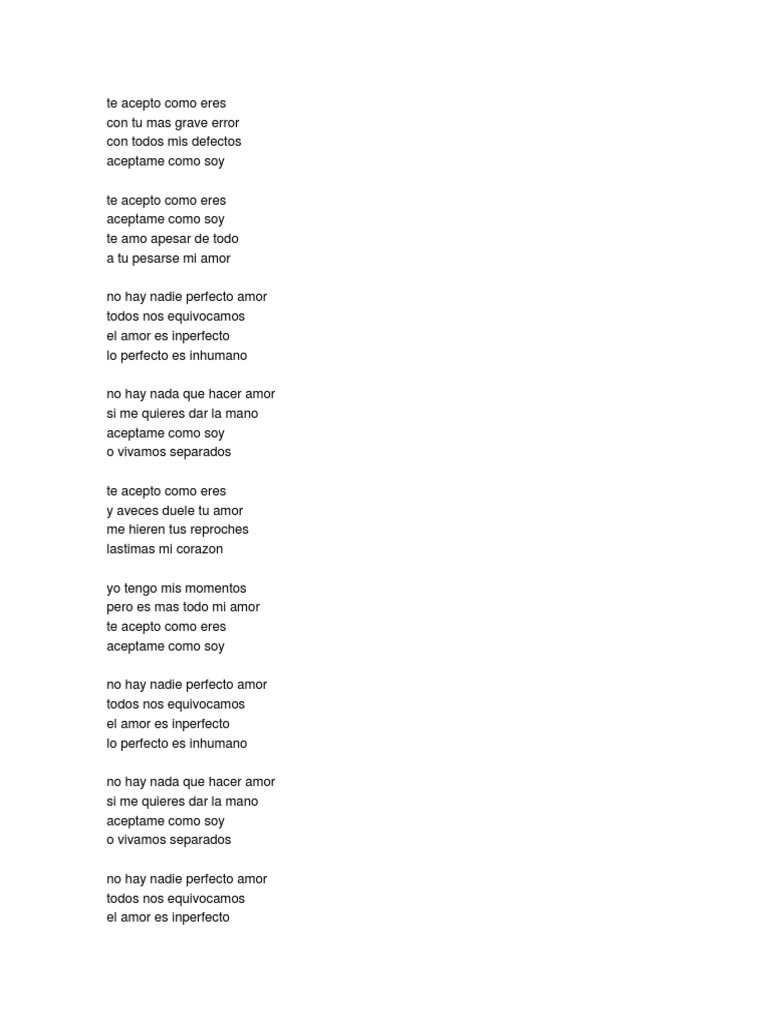 Te Acepto Como Eres | PDF