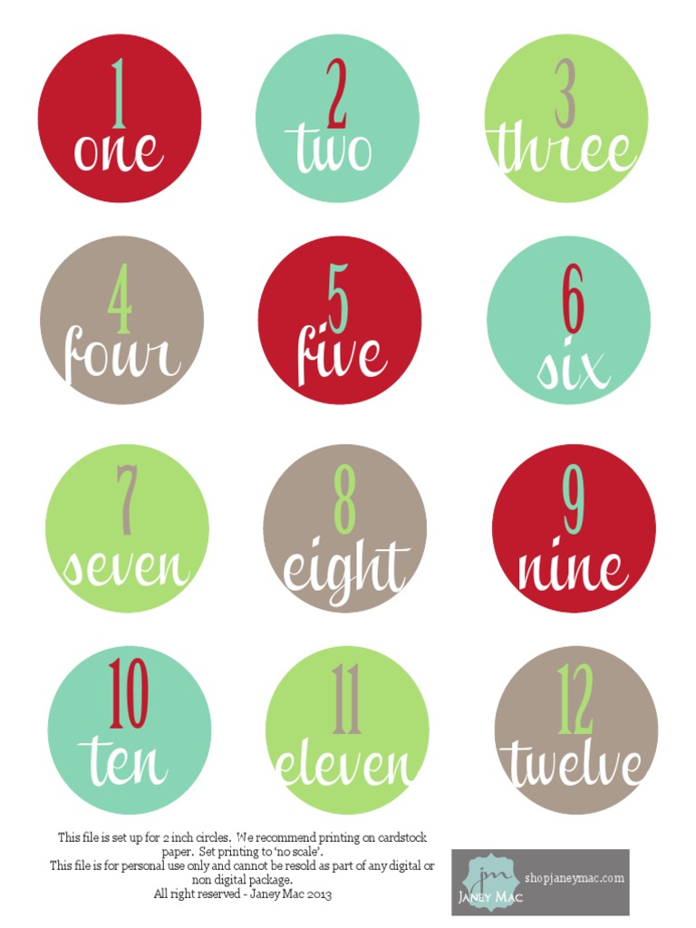 Christmas Advent Numbers - Free Printable | PDF