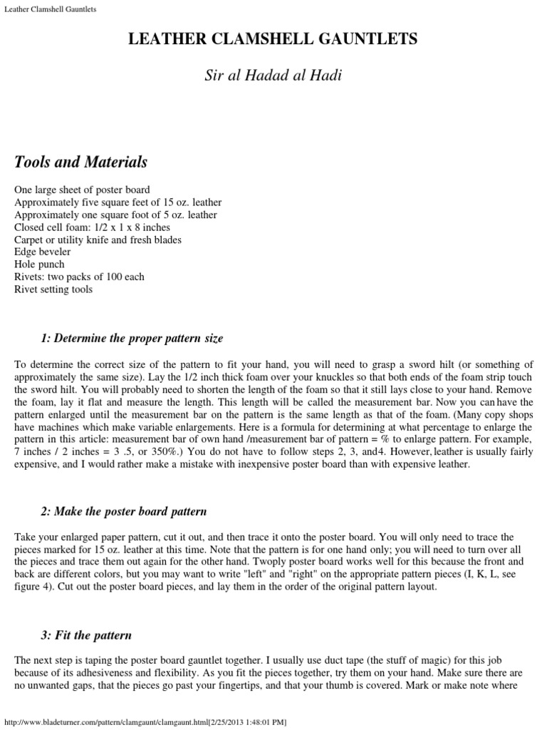 Leather Clamshell Gauntlets Plans | Download Free PDF | Knife | Rivet