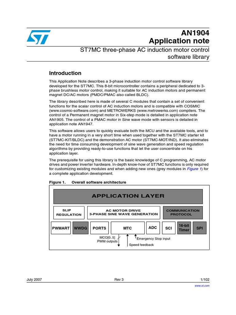 ST7MC Three-Phase AC Induction Motor Control Software Library-CD00006812 | PDF | Library ...