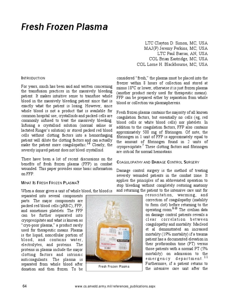 Facts About FFP | PDF | Blood Plasma | Blood Type