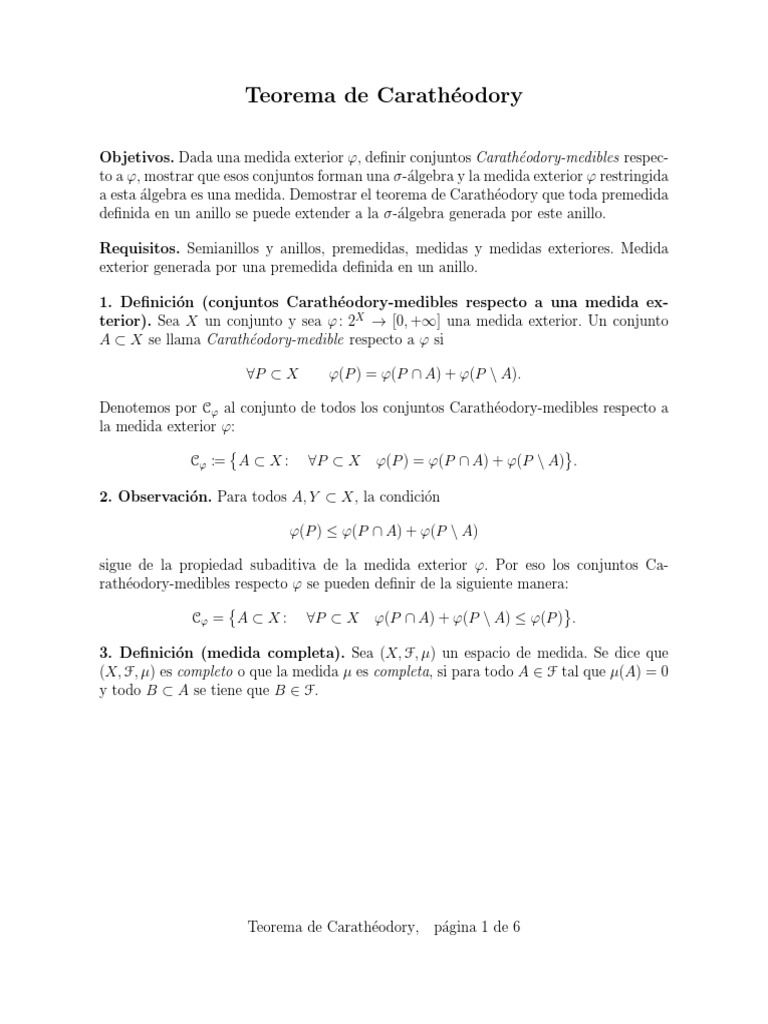 Caratheodory Extension Theorem Es | PDF | Conjunto (Matemáticas ...