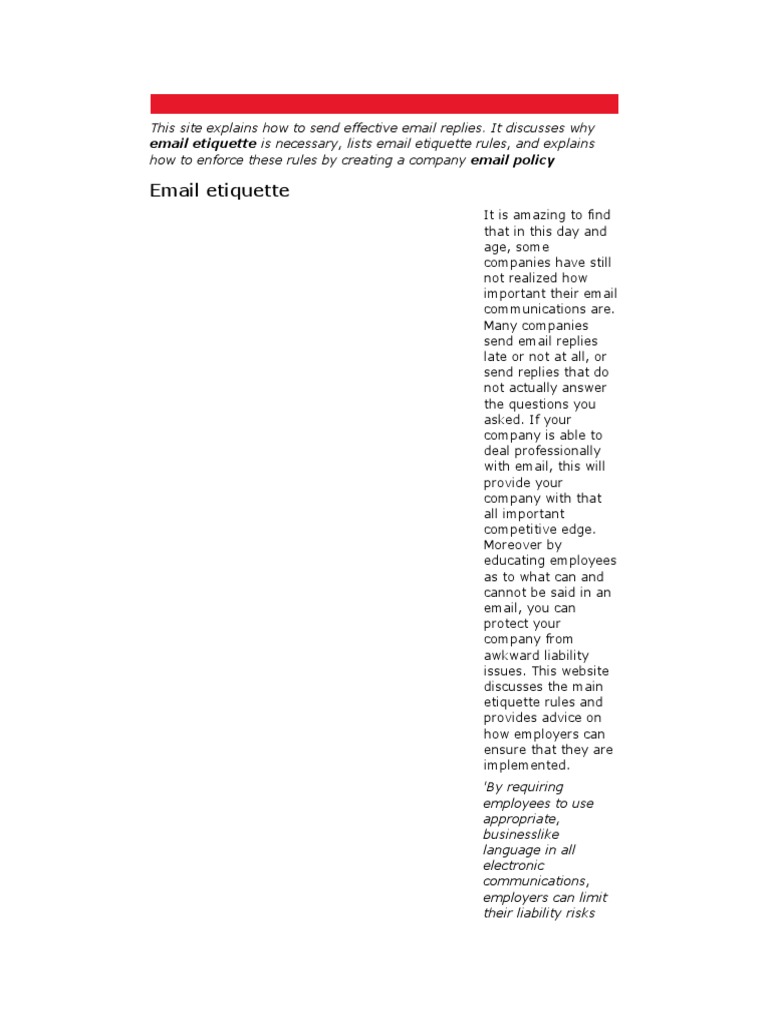 Email Etiquette Tips | PDF
