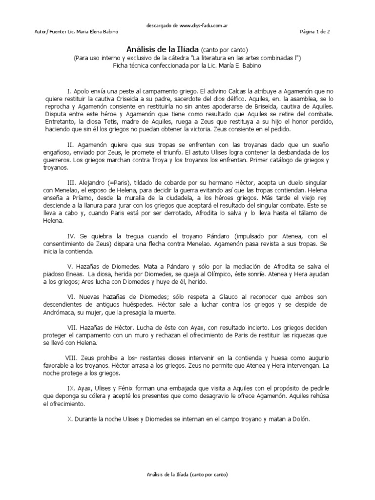 La Iliada Canto Por Canto | PDF | Héctor | Aquiles