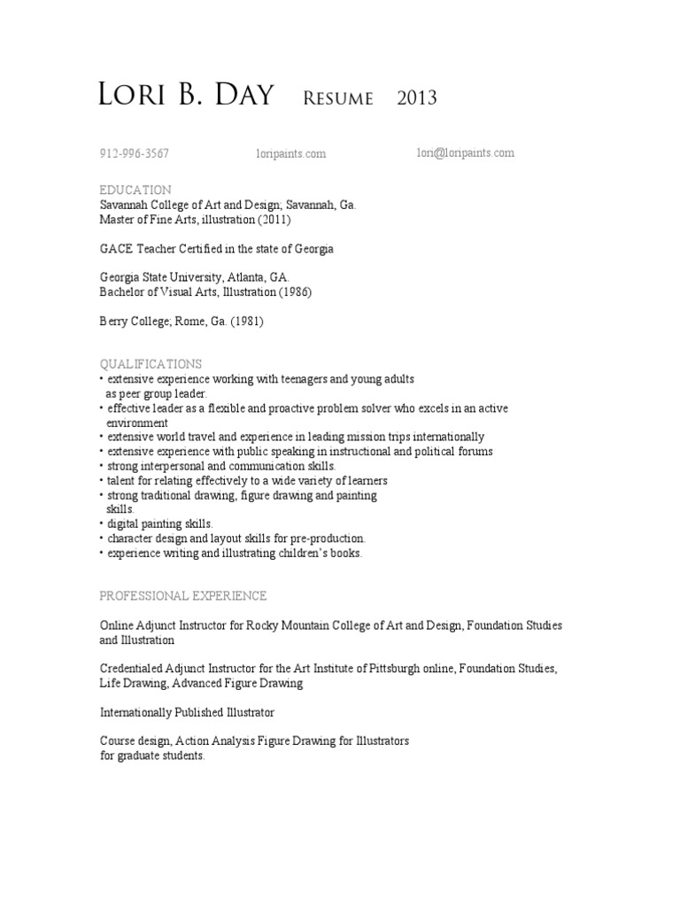 Resume Web 2013 | PDF | Figure Drawing | Georgia (U.S. State)