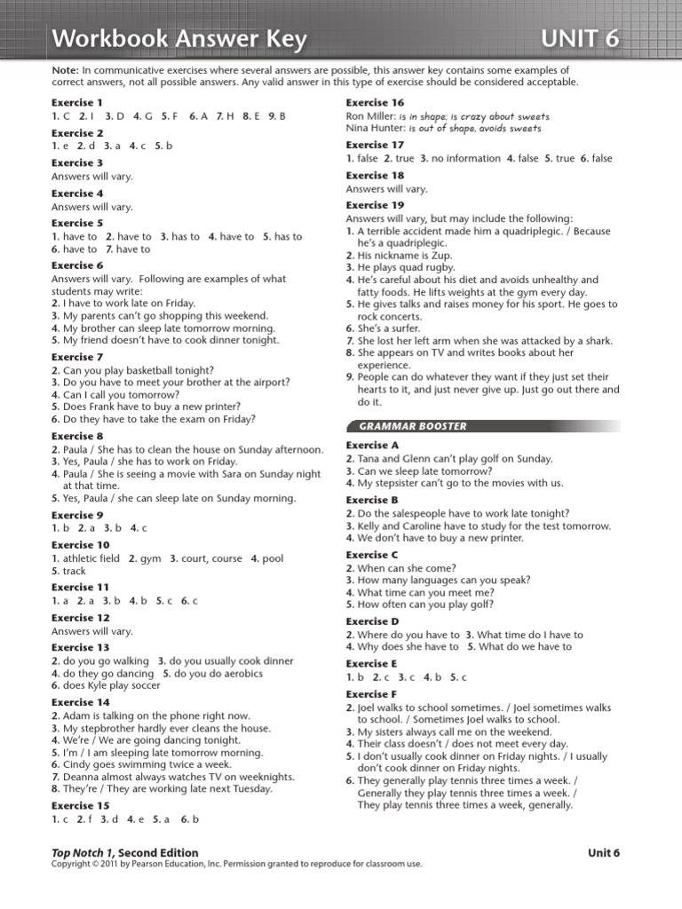 TP 01 Unit 06 Workbook Ak | PDF | Physical Exercise | Leisure