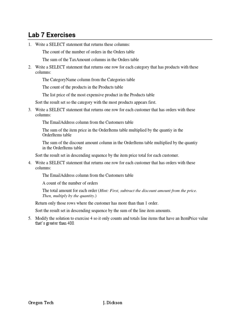 Lab 7 Exercises Report | PDF