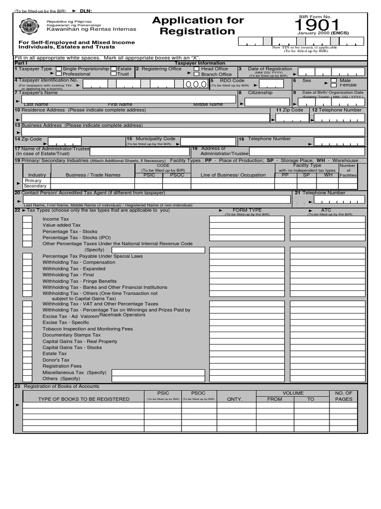 BIR Form 1901 | Ad Valorem Tax | Capital Gains Tax