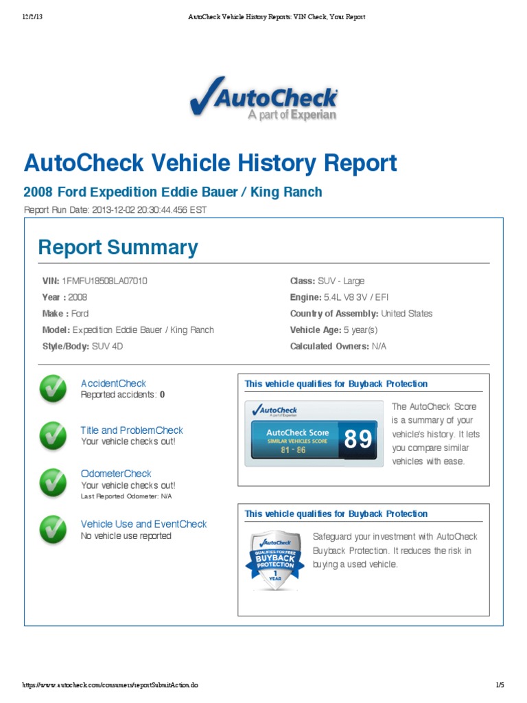 Autocheck Vehicle History Report | PDF | Industries | Private Transport