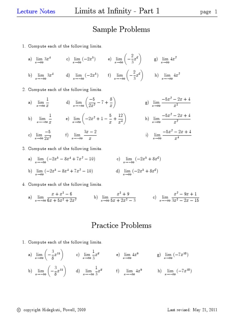 Infinite Limits | PDF | Fraction (Mathematics) | Polynomial