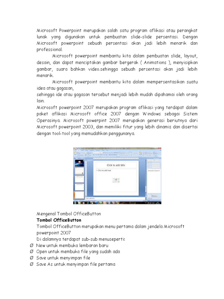 Materi Microsoft PowerPoint 2007 | PDF