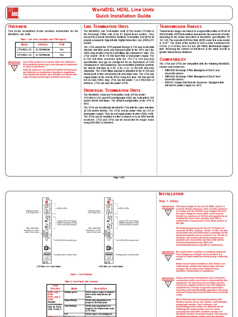 WorldDSL HDSL Line Units | PDF | Electromagnetic Interference ...