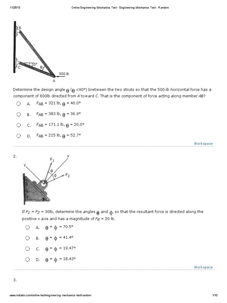 Online Engineering Mechanics Test - Engineering Mechanics Test - Random ...