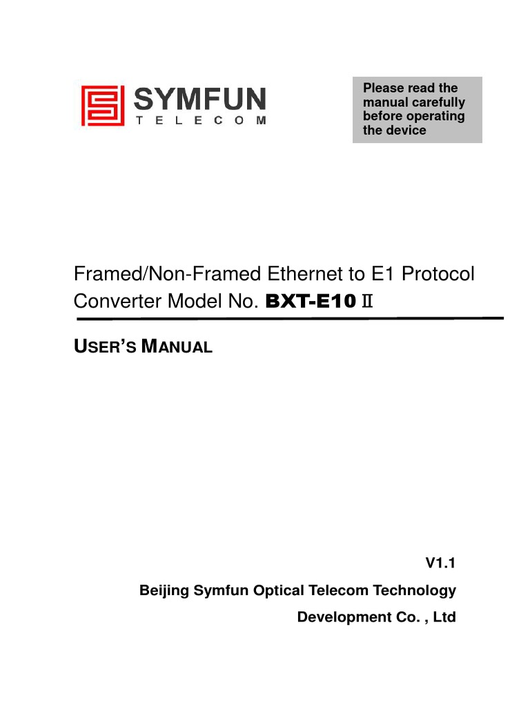 Framed/Non-Framed Ethernet To E1 Protocol Converter Model No. BXT-E10 ...