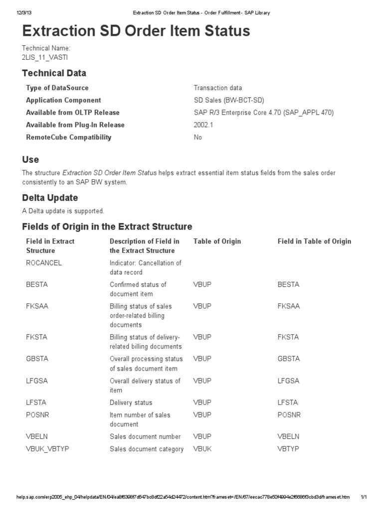 SAP SD Order Item Status Extraction | PDF | Information Technology ...