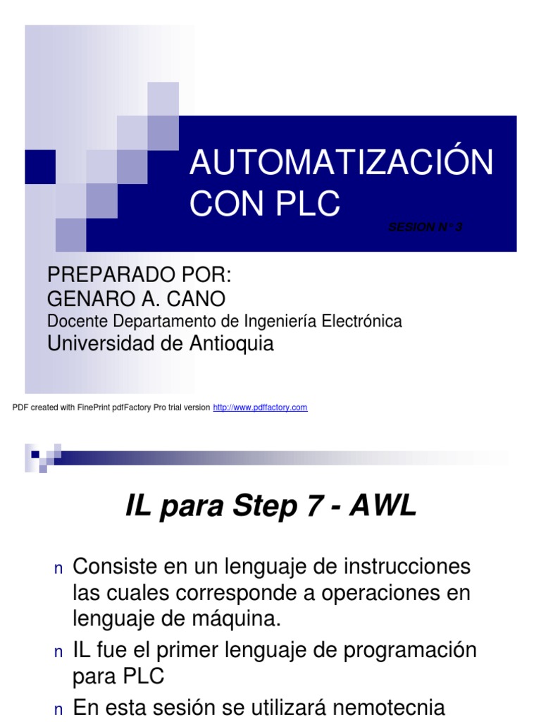 Introducción al Lenguaje AWL en PLC | PDF | Ingeniería Informática ...