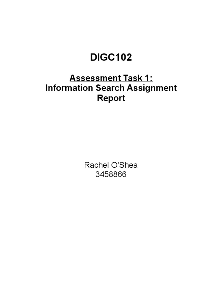 DIGC102: Assessment Task 1: Information Search Assignment | PDF | Cyberbullying | Social ...