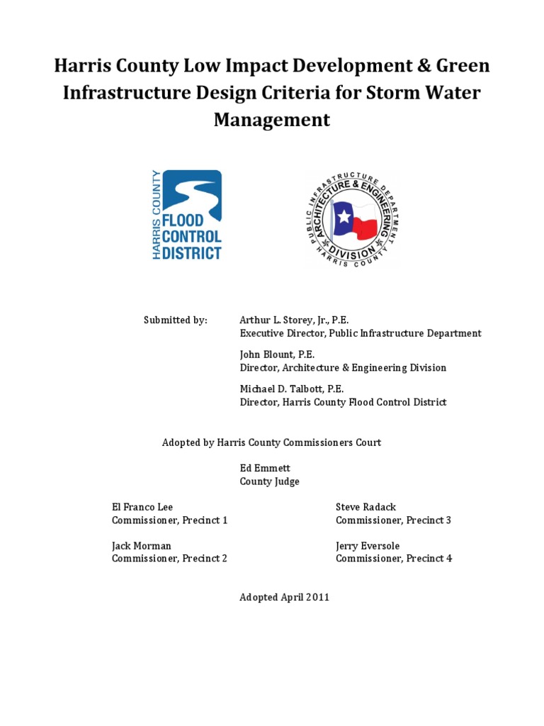 Harris County Low Impact Development & Green Infrastructure Design Criteria For Storm Water ...