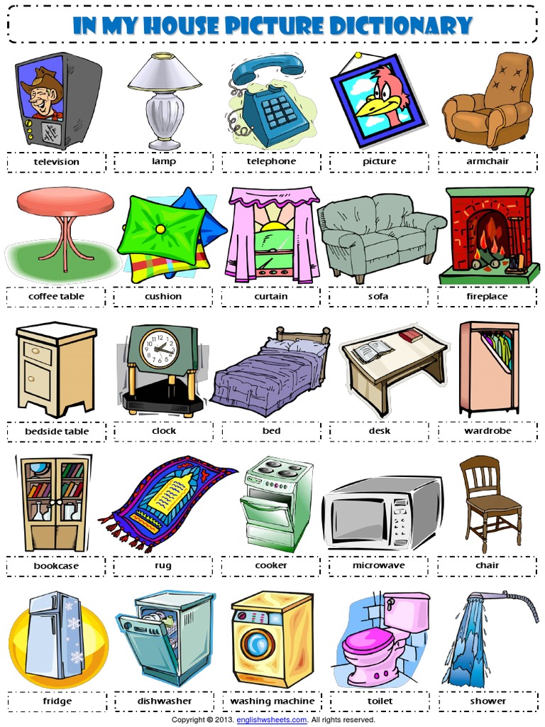 In My House Furniture Goods Pictionary Poster Vocabulary Worksheet | PDF