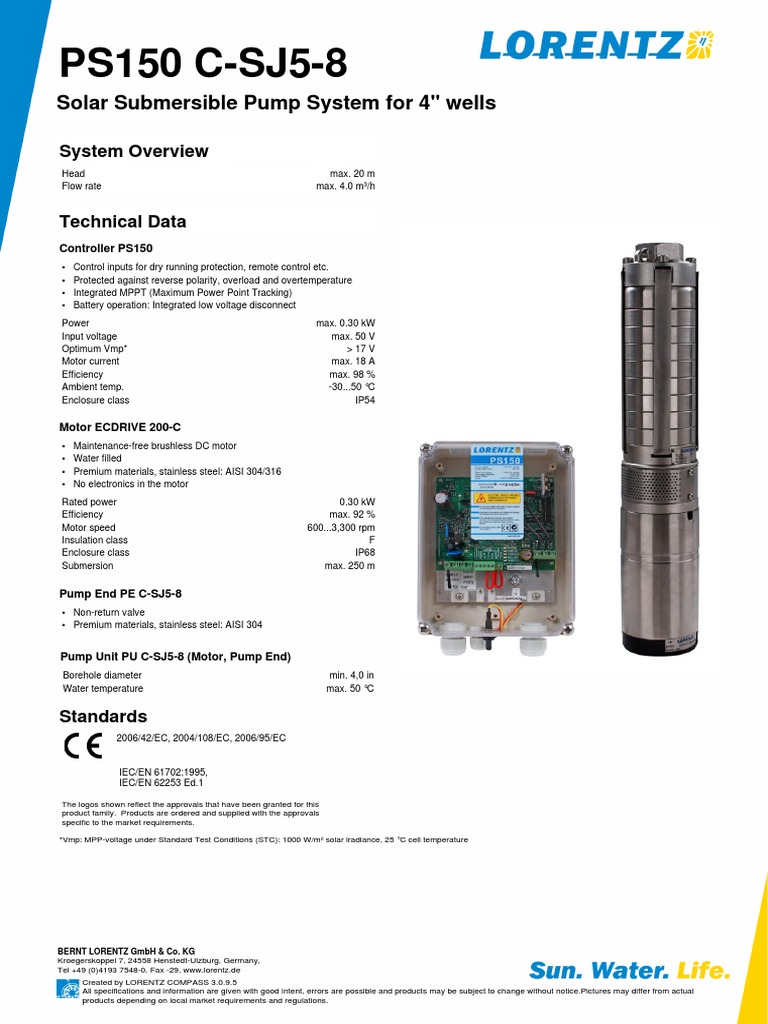 LORENTZ PS150 C-sj5-8 Pi en Ver3095 | Energy Technology | Mechanical ...