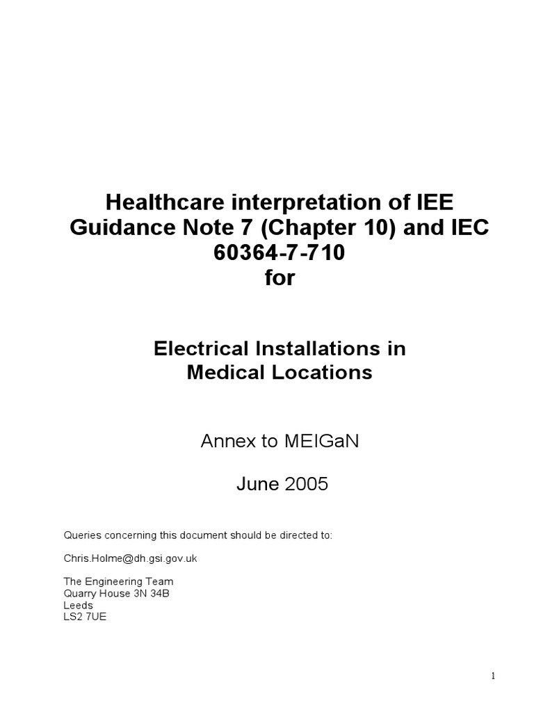 Healthcare Interpretation of IEE Guidance Note 7 (Chapter 10) and IEC ...