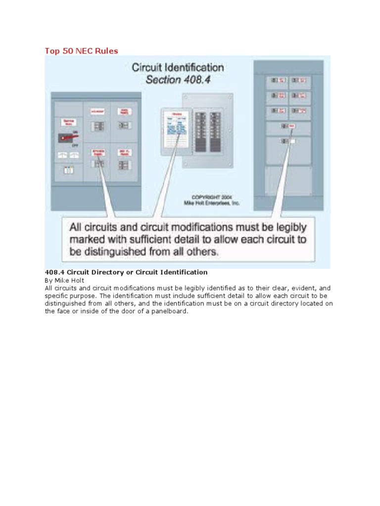 Top 50 NEC Rules: 408.4 Circuit Directory or Circuit Identification ...