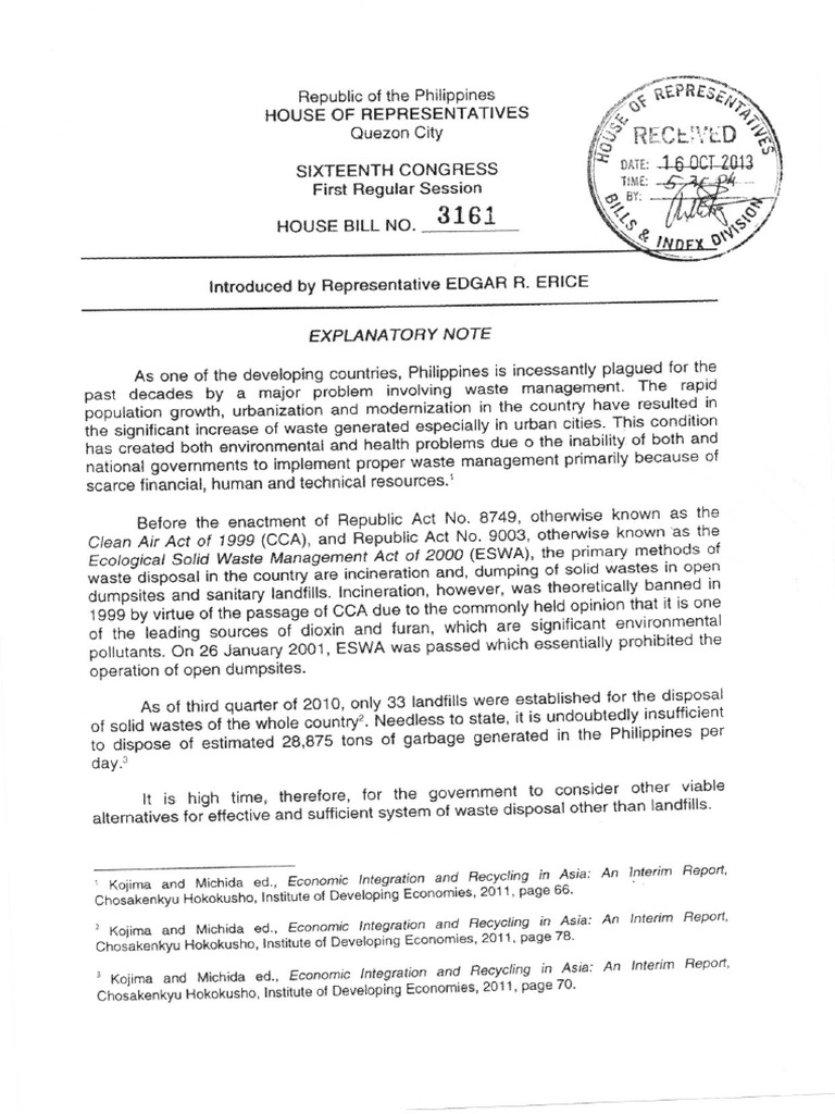 Proposed Amendment To The Philippine Clean Air Act of 1999 (Republic ...