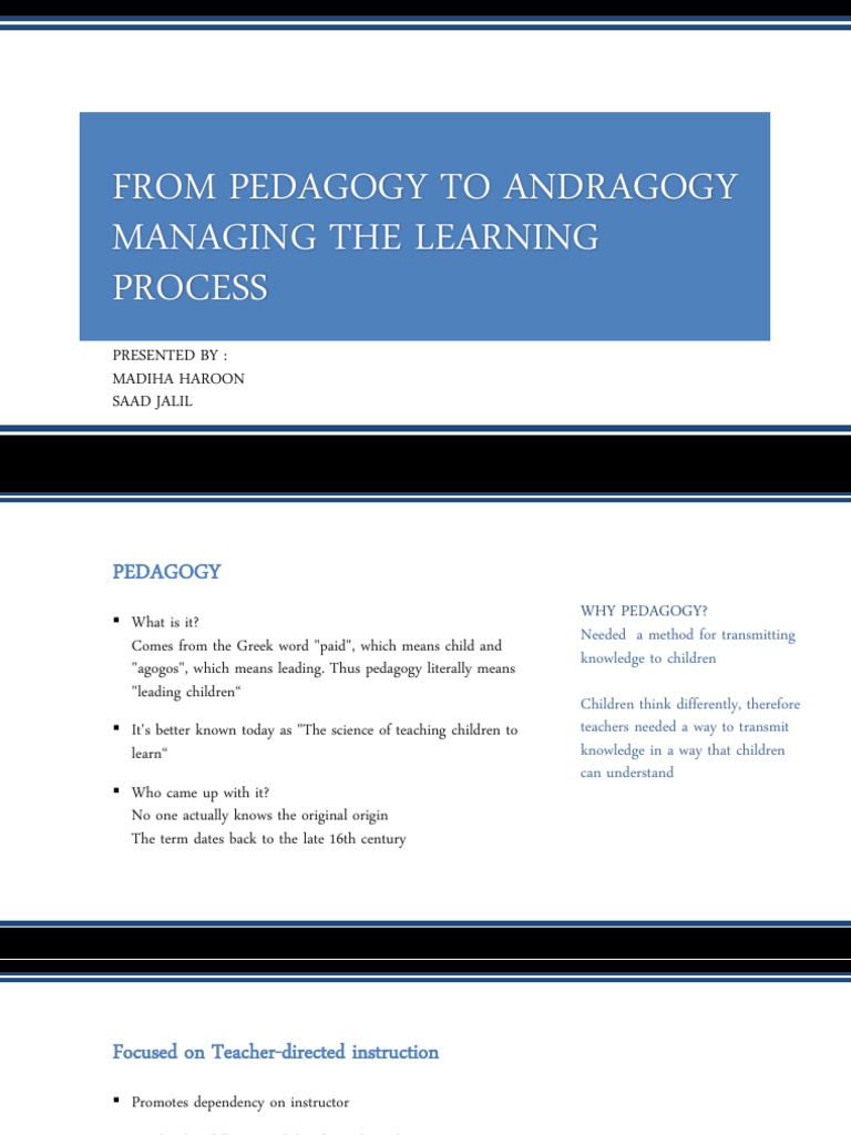 Pedagogy Vs Andragogy | PDF | Pedagogy | Quality Of Life