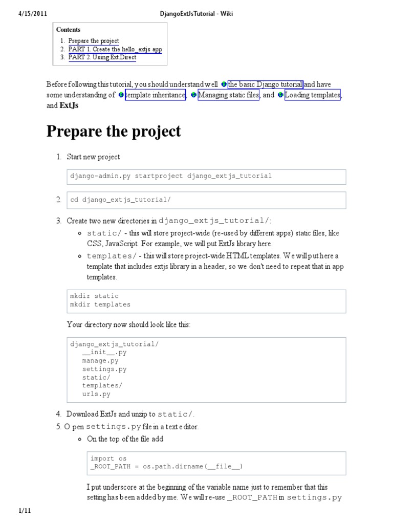 DjangoExtJsTutorial - Wiki | PDF | Ext Js | Java Script