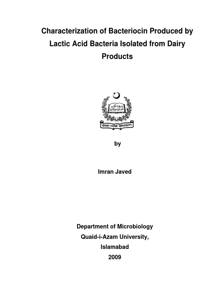 Characterization of Bacteriocin Produced by Lactic Acid Bacteria Isolated From Dairy Products ...