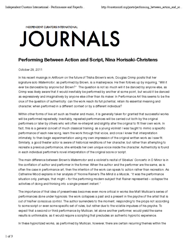 Performing Between Action and Script | PDF | Performance Art | Hypnosis