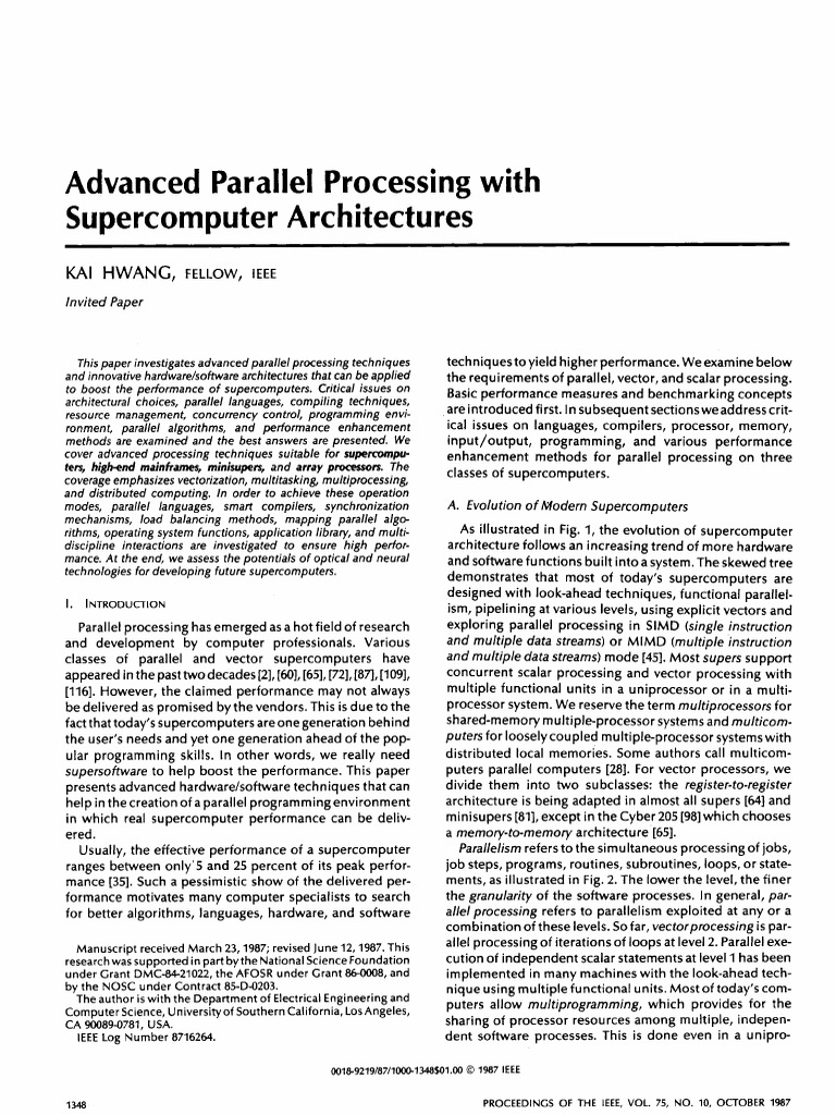 Advanced Parallel Processing Techniques And Innovative Hardware Software Architectures For