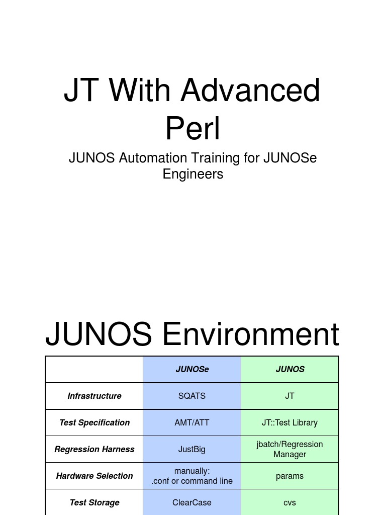 JT With Advanced Perl: Junos Automation Training For Junose Engineers | PDF | Router (Computing ...