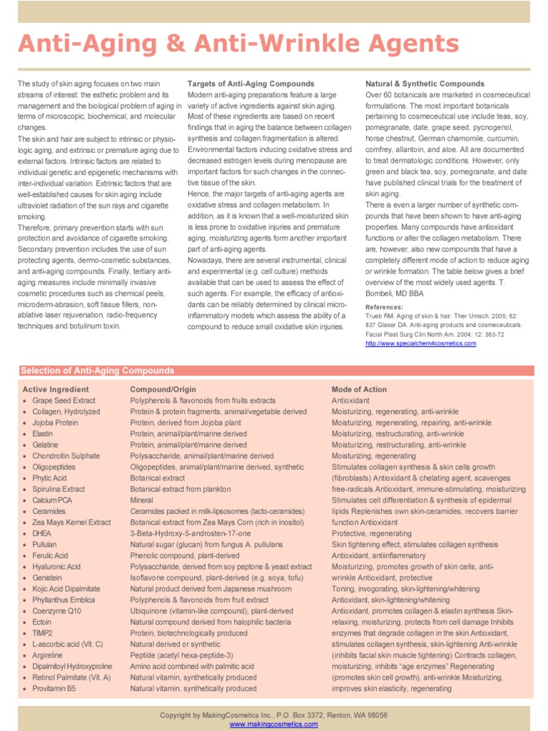 26 Anti Aging Anti Wrinkle Agents in Cosmetics PDF | PDF | Antioxidant ...