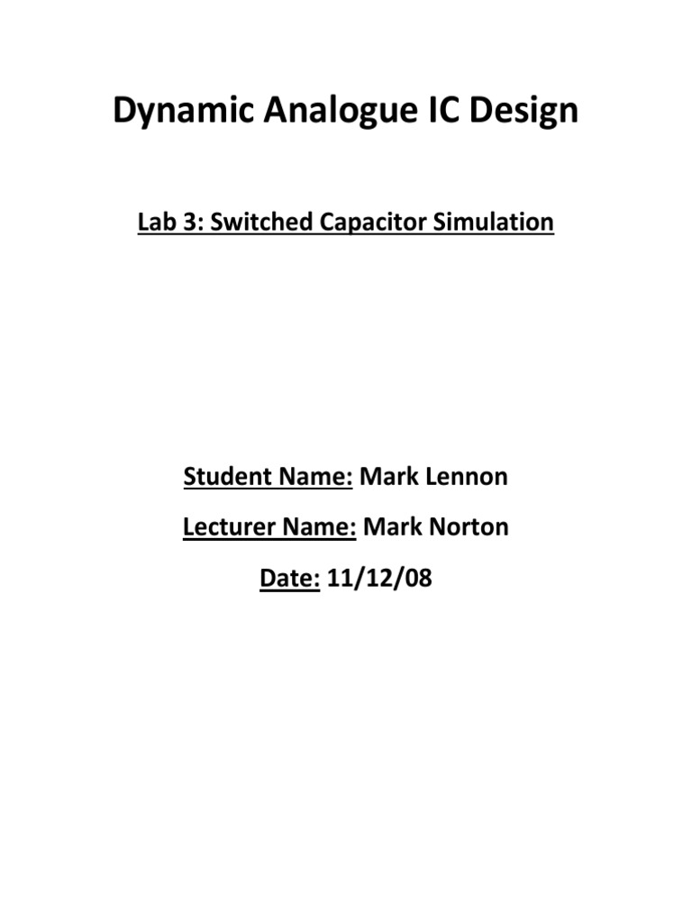 Lab 3 Switched Capacitor Simulation | PDF | Capacitor | Electrical ...