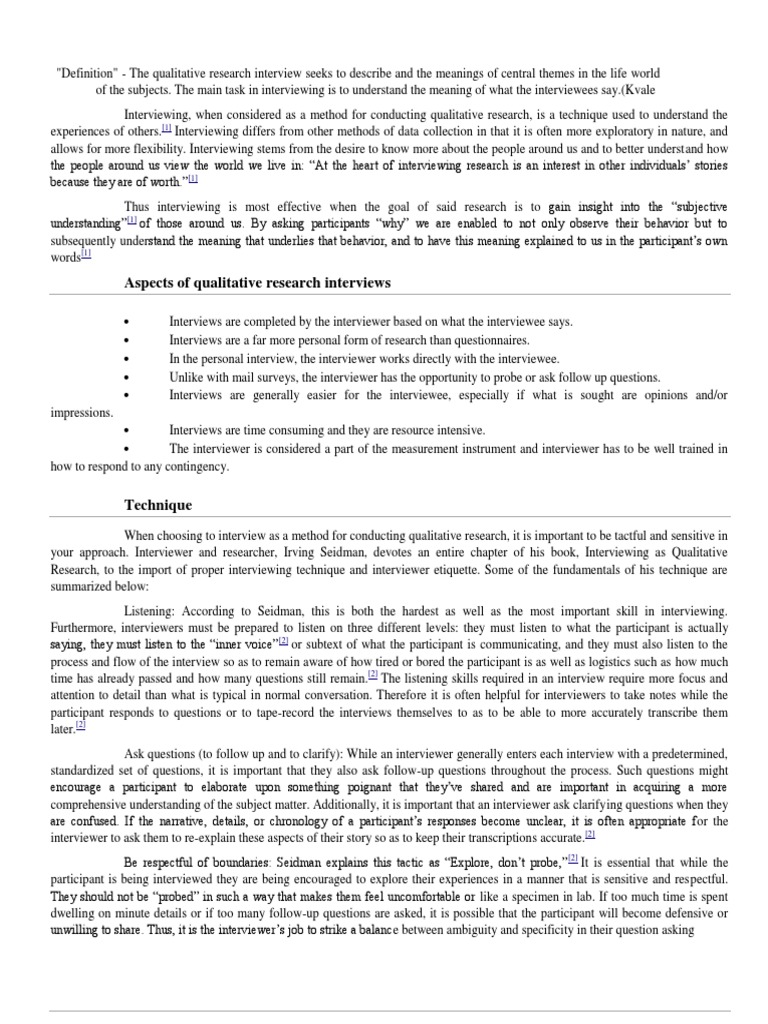Aspects of Qualitative Research Interviews | PDF | Qualitative Research | Interview