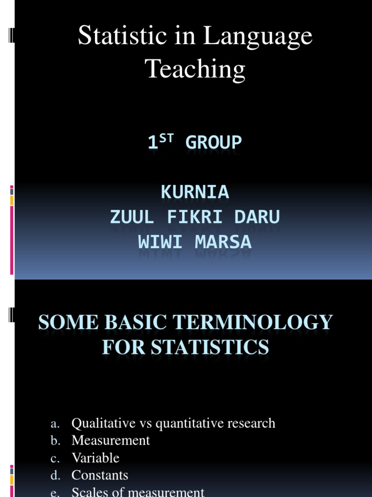 Statistics in Language Teaching Overview | PDF | Data | Statistic