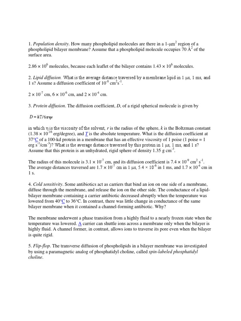 Biochemistry Problem | Download Free PDF | Cell Membrane | Lipid Bilayer