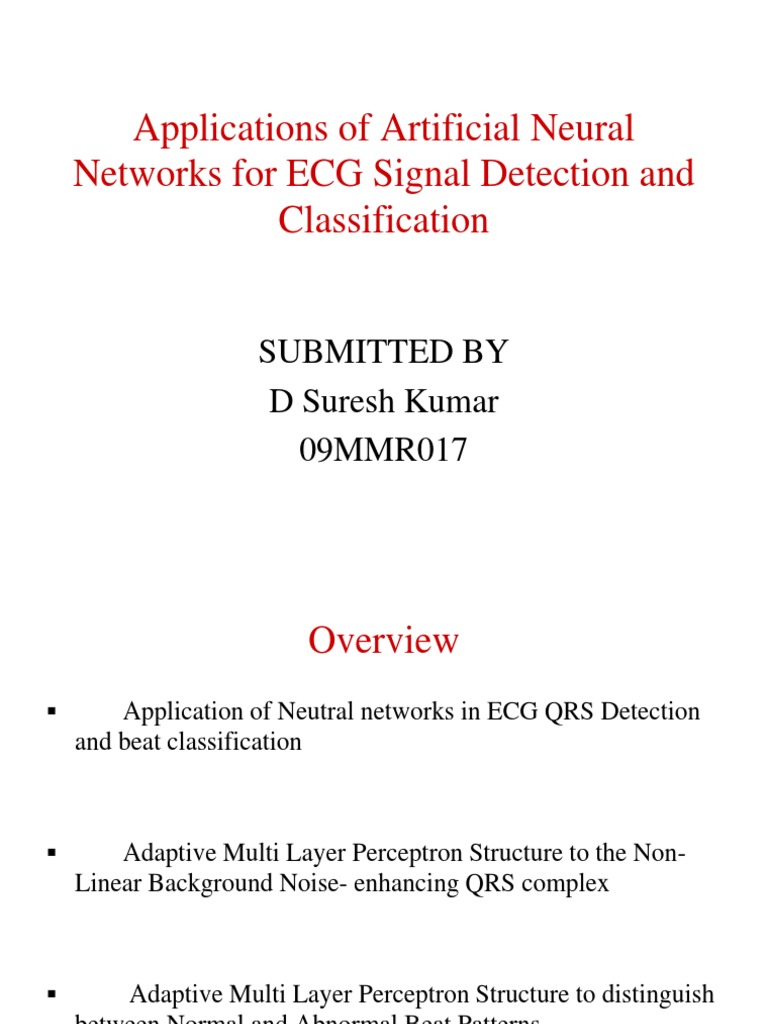 Applications of Artificial Neural Networks For ECG Signal Detection and ...