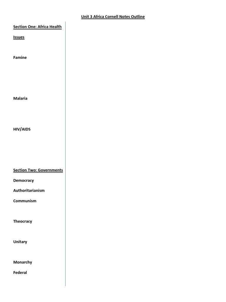 Africa Unit 3 Cornell Notes Outline | PDF | Africa | Democracy
